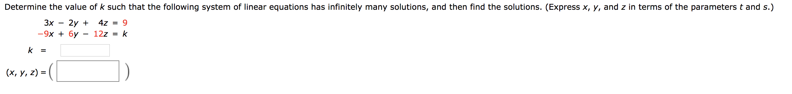 Solved Determine the value of k such that the following | Chegg.com