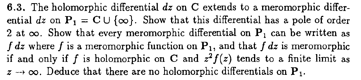 Solved 6.3. The holomorphic differential dz on C extends to | Chegg.com