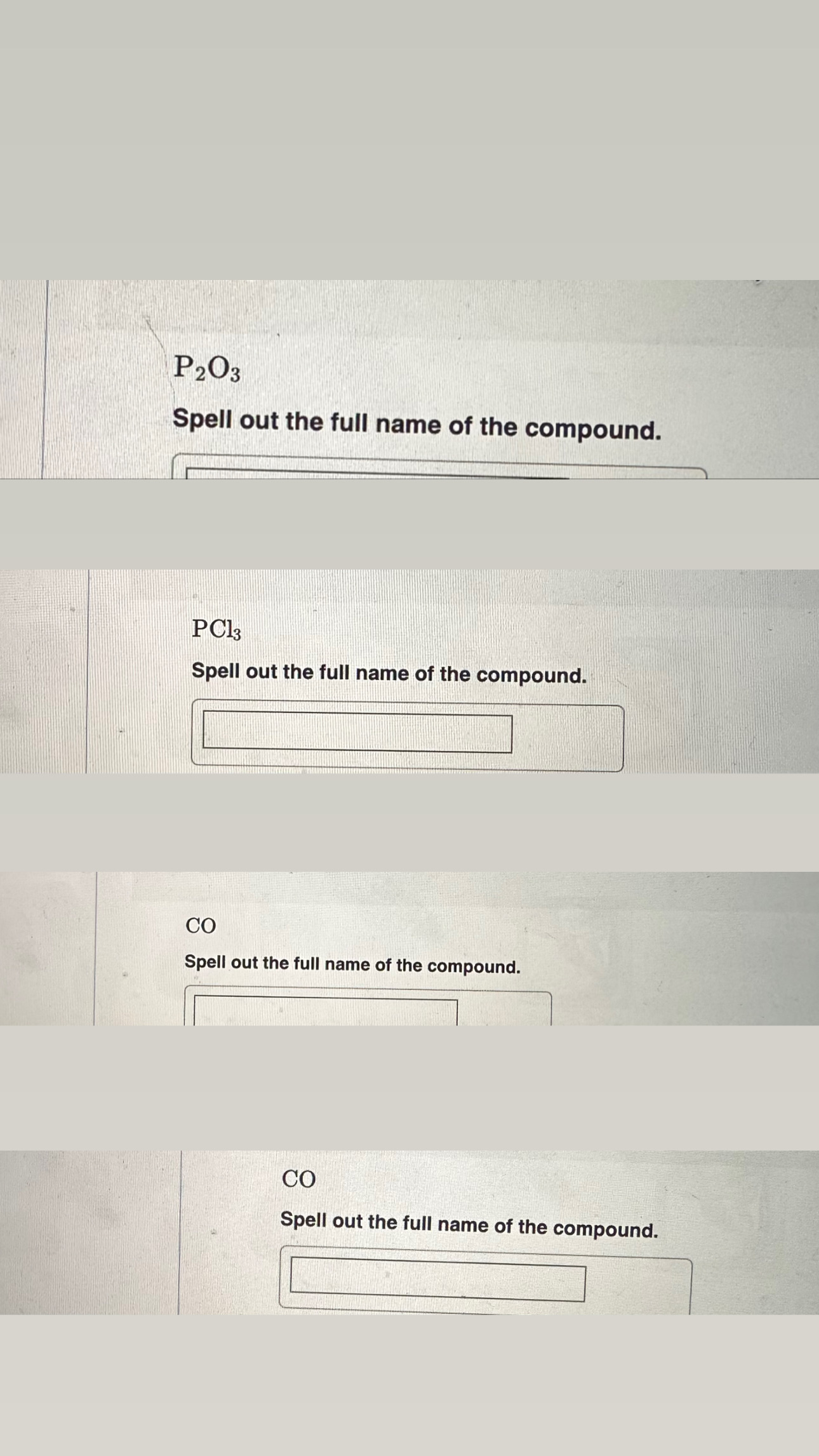 Solved Spell out the full name of the compound. PCl3 Spell | Chegg.com