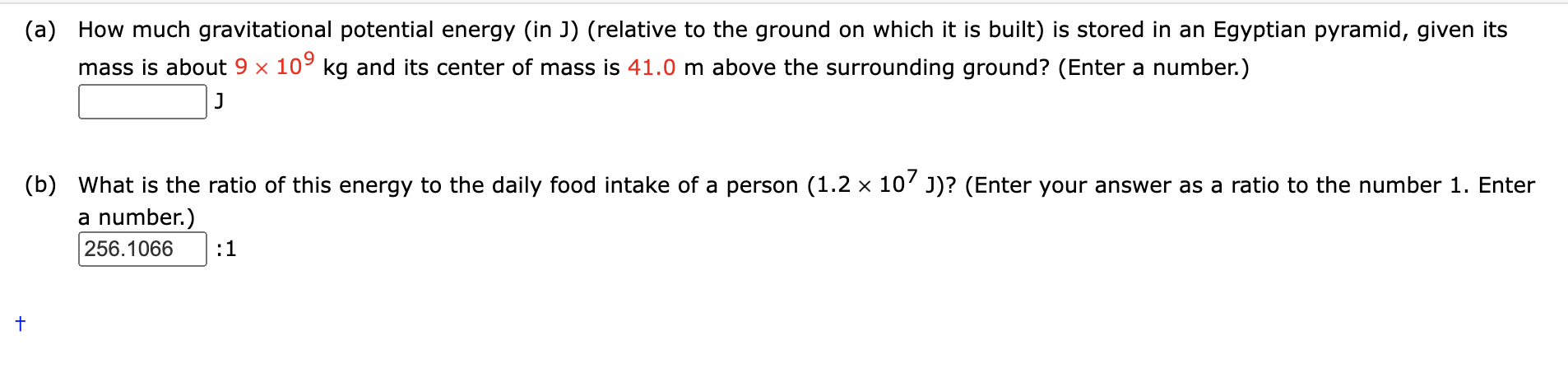 Solved (a) How much gravitational potential energy (in J ) | Chegg.com