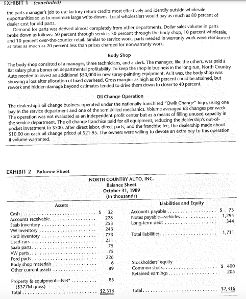Case 5-2 North Country Auto, Inc. George G. Liddy, | Chegg.com