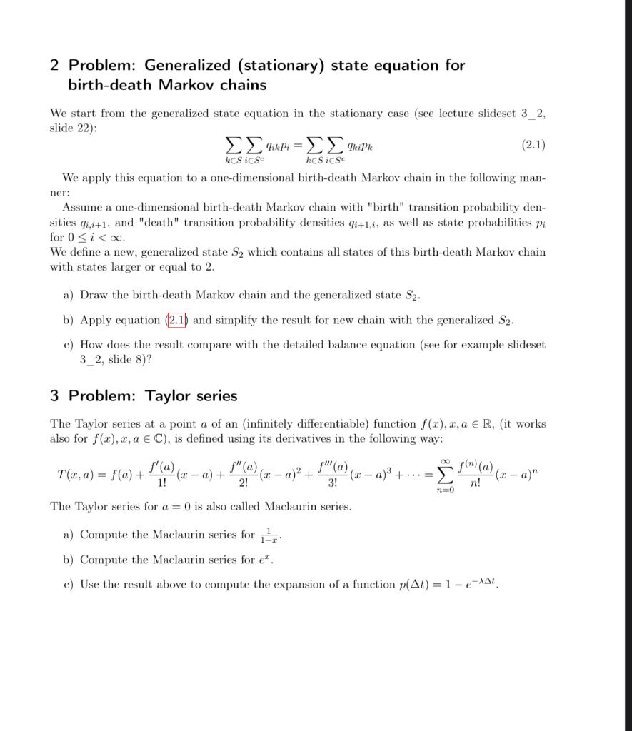 Solved 2 Problem: Generalized (stationary) state equation | Chegg.com