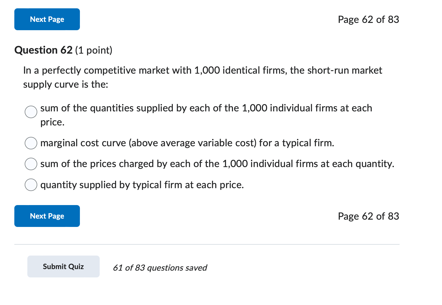 Solved Question 62 (1 ﻿point)In a perfectly competitive | Chegg.com