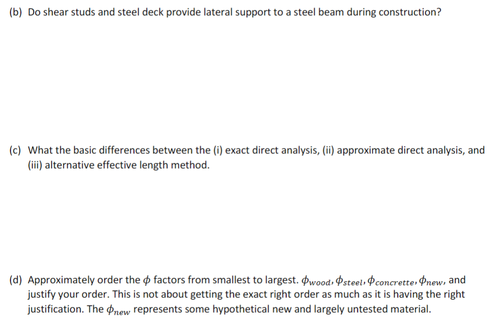 Solved (b) Do shear studs and steel deck provide lateral | Chegg.com