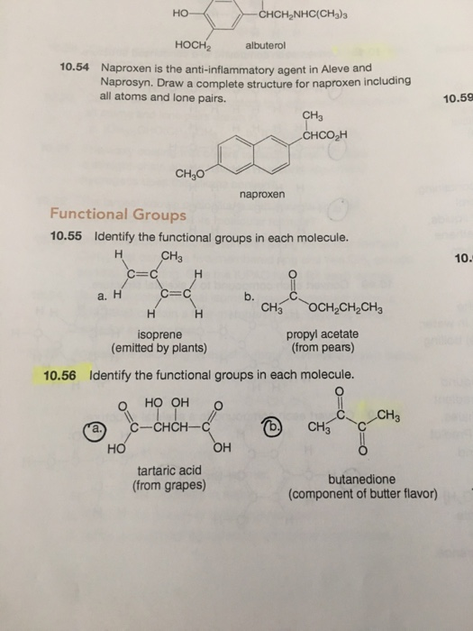 Solved но CHCH2NHC(CH3)3 HOCH2 albuterol 10.54 Naproxen is | Chegg.com