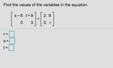 Solved Find the values of the variables in the equation. | Chegg.com