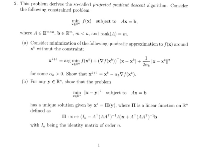 Solved 2. This problem derives the so-called projected | Chegg.com