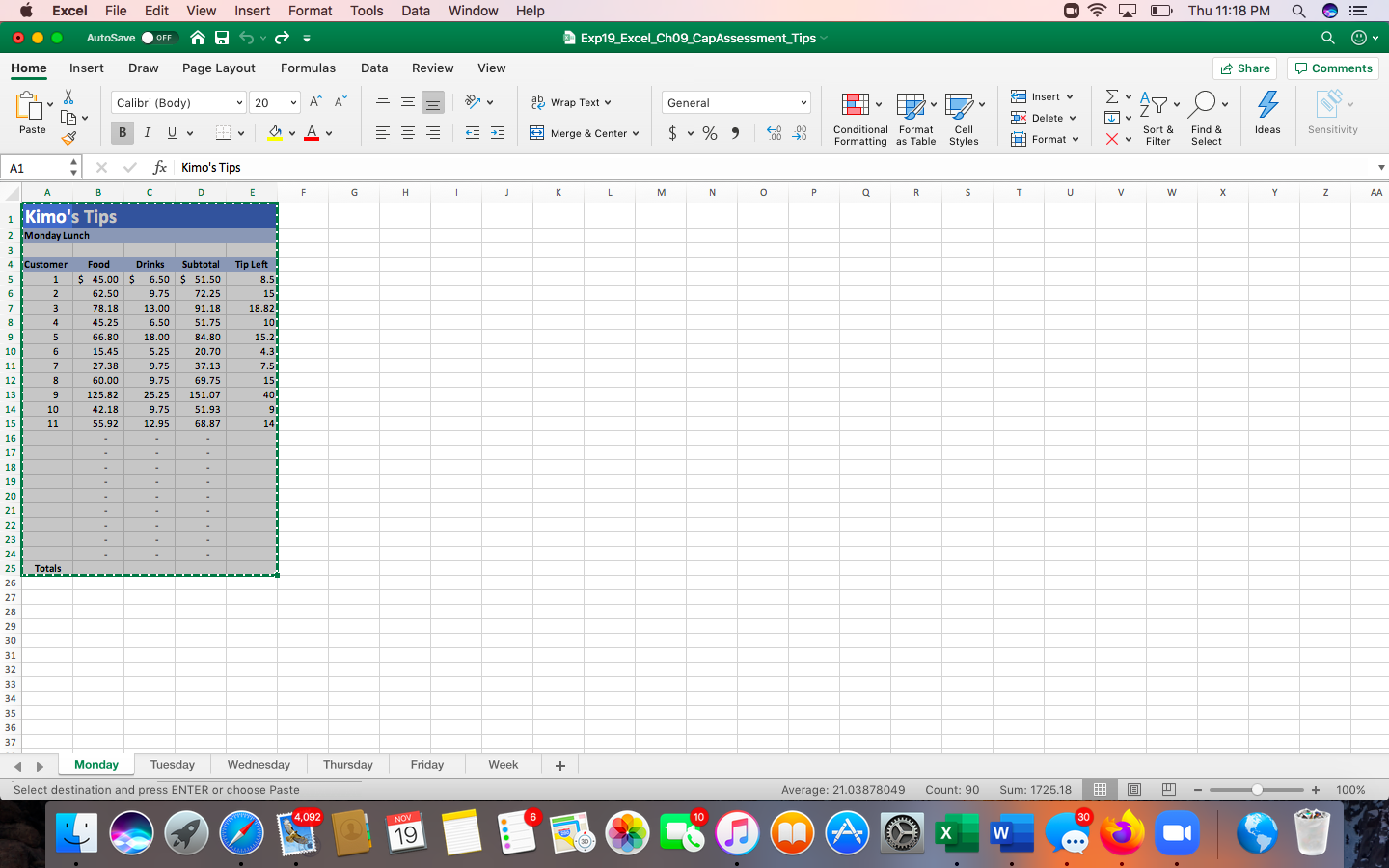 Exp19_Excel_Ch09_CapAssessment_Tips Project | Chegg.com