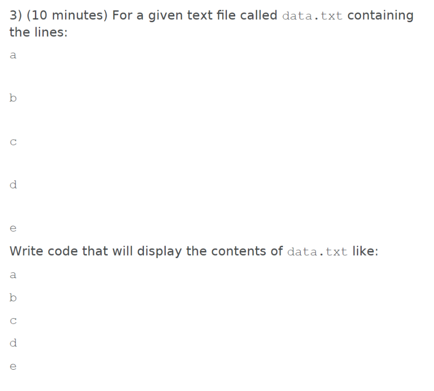 Solved 3) (10 minutes) For a given text file called data.txt | Chegg.com