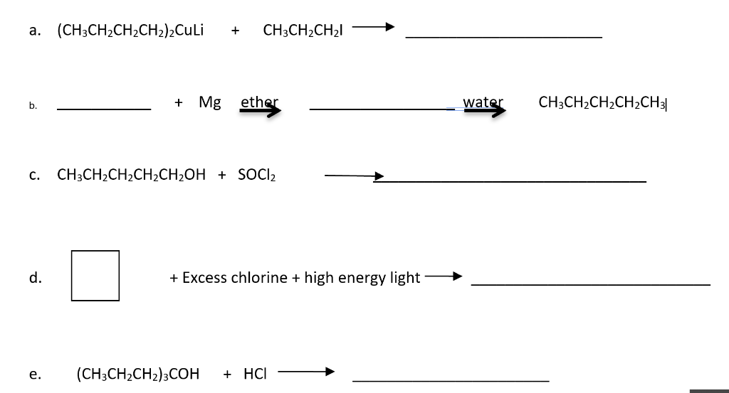 Solved Complete the following reactions by filling in the | Chegg.com