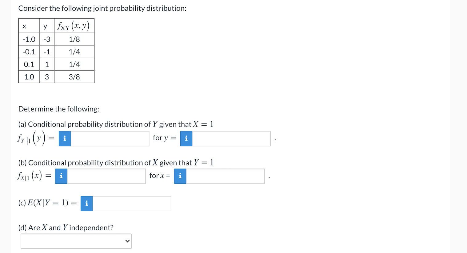 Solved Consider the following joint probability | Chegg.com