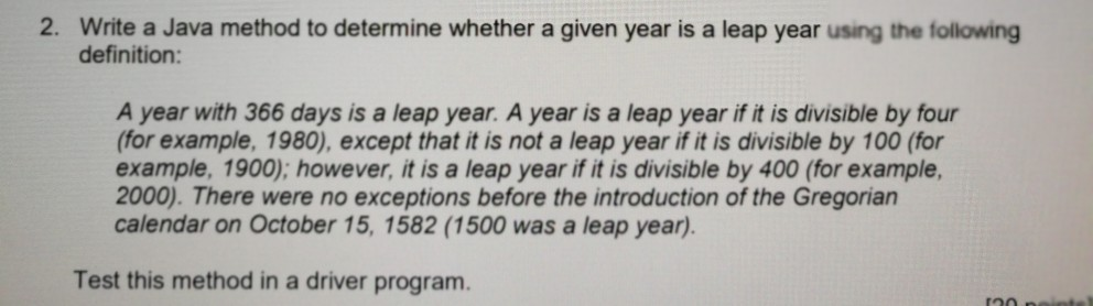 Solved 2. Write a Java method to determine whether a given | Chegg.com