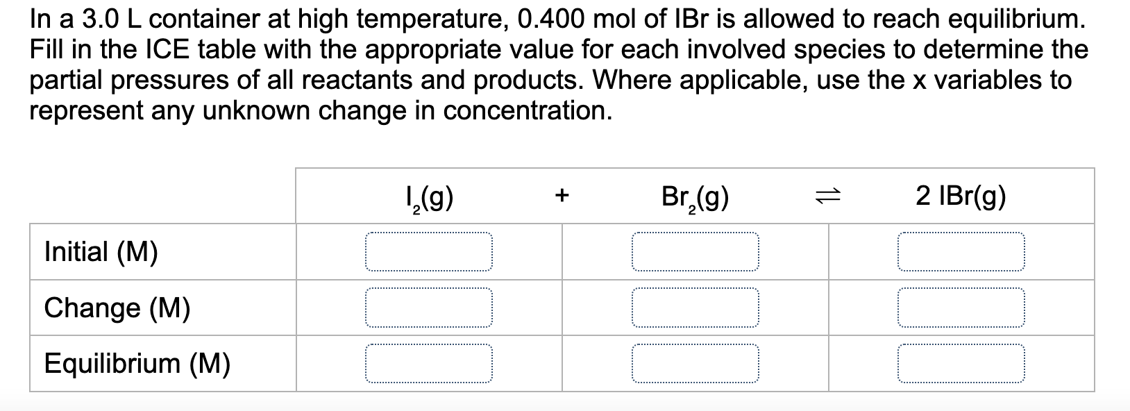 Predict the equilibrium concentration of IBr in the | Chegg.com