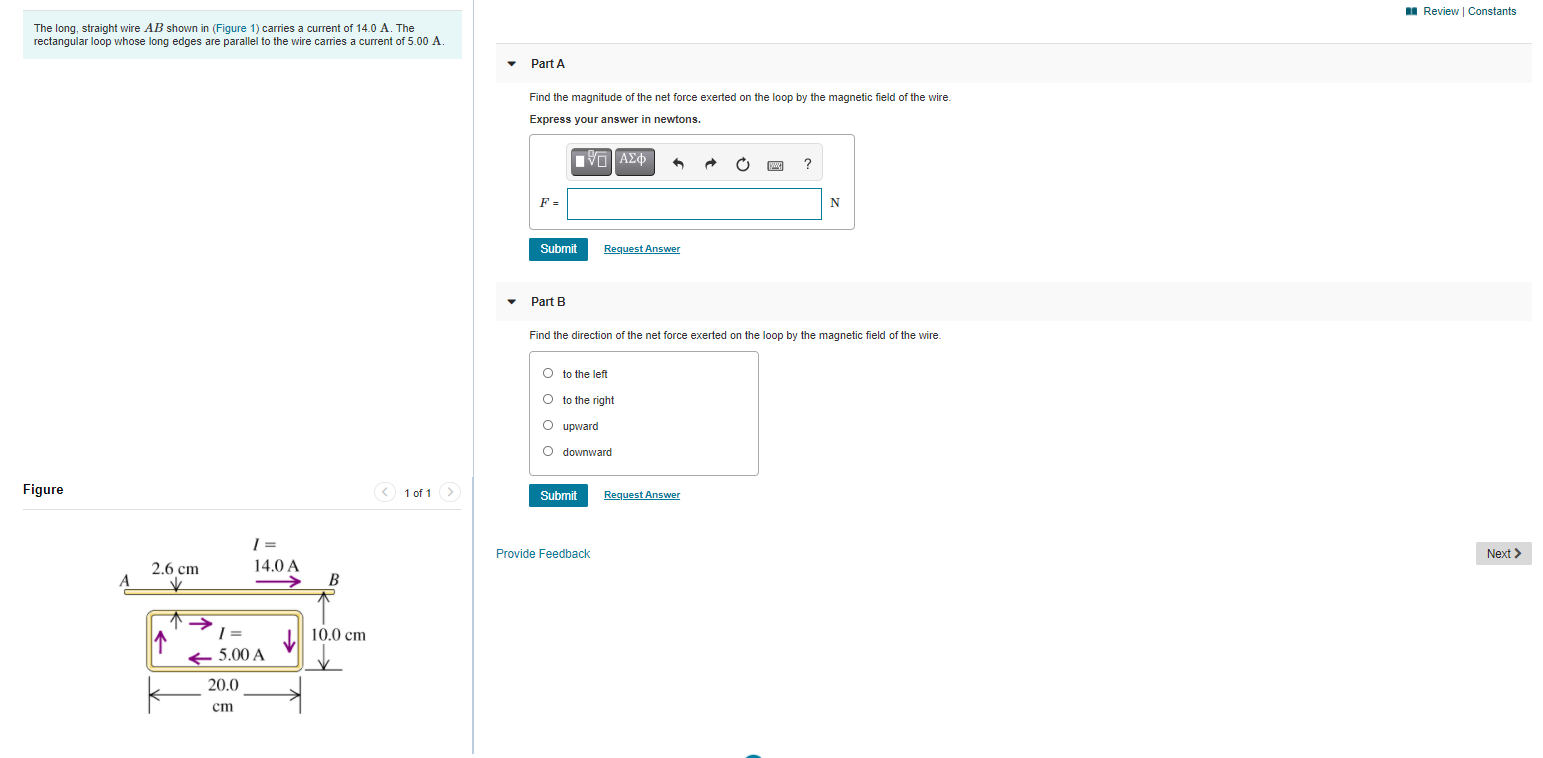 Solved Review Constants The long, straight wire AB shown in | Chegg.com