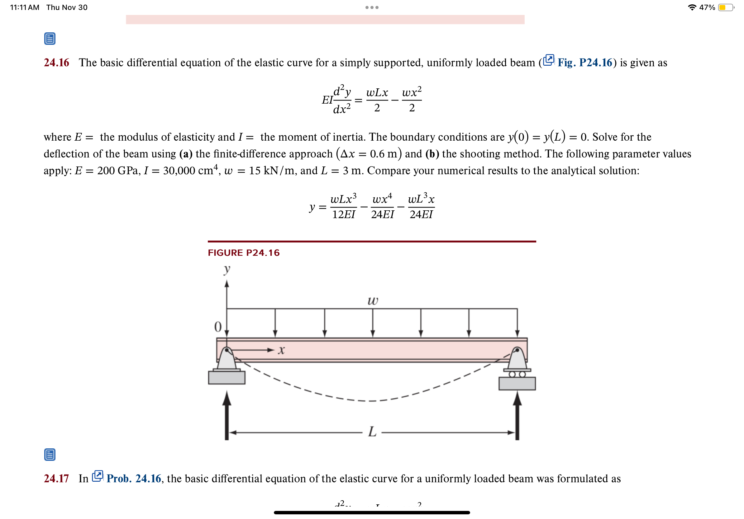 - Solve for the deflection of the simply supported | Chegg.com