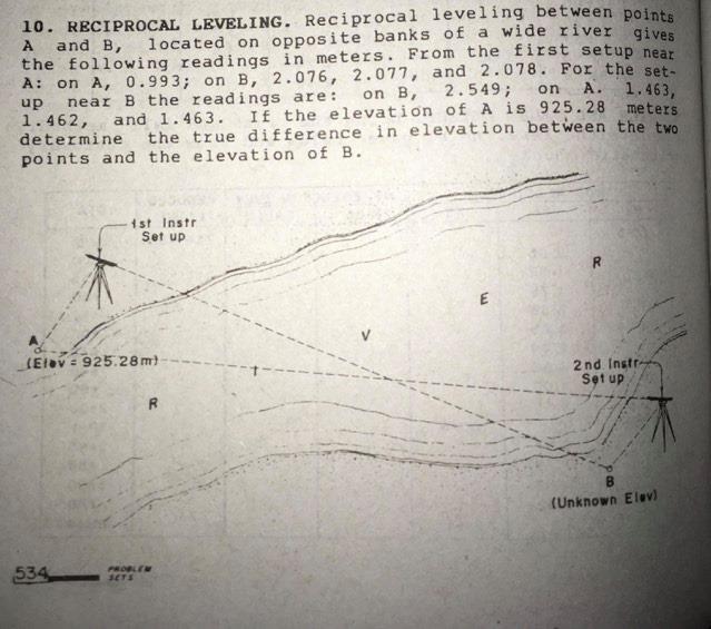 Solved 10. RECIPROCAL LEVELING. Reciprocal leveling between | Chegg.com