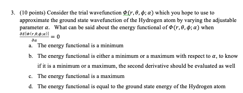 Solved 3 10 Points Consider The Trial Wavefunction R 0