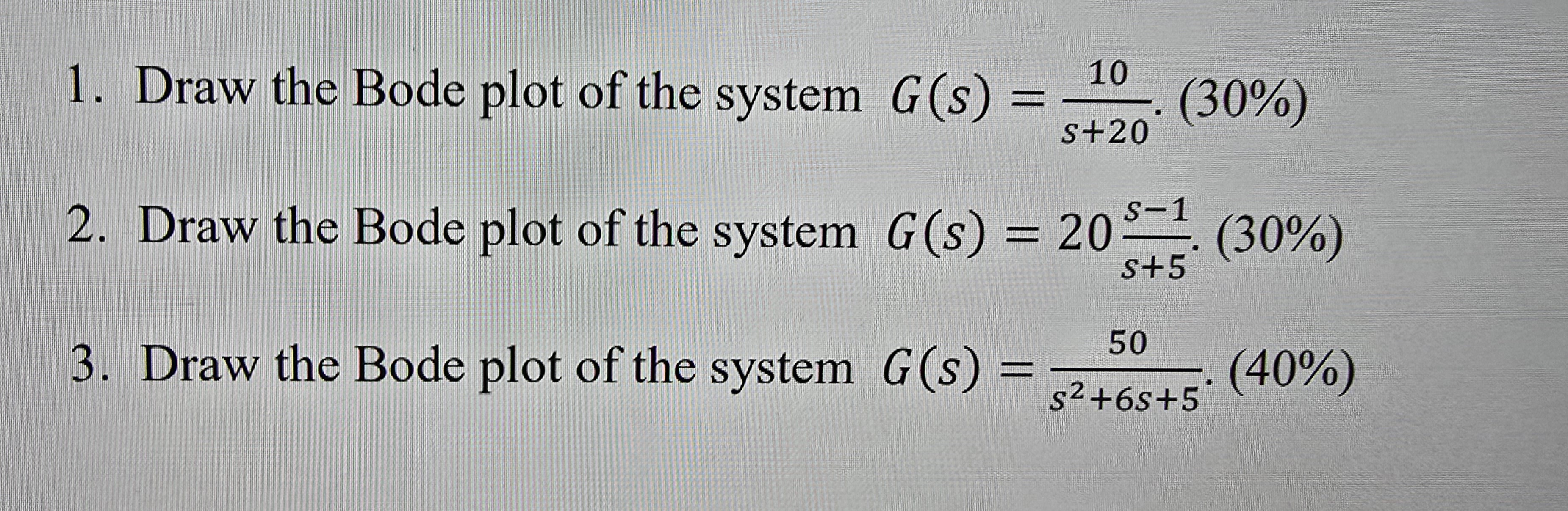 Solved Draw the Bode plot of ﻿the system | Chegg.com