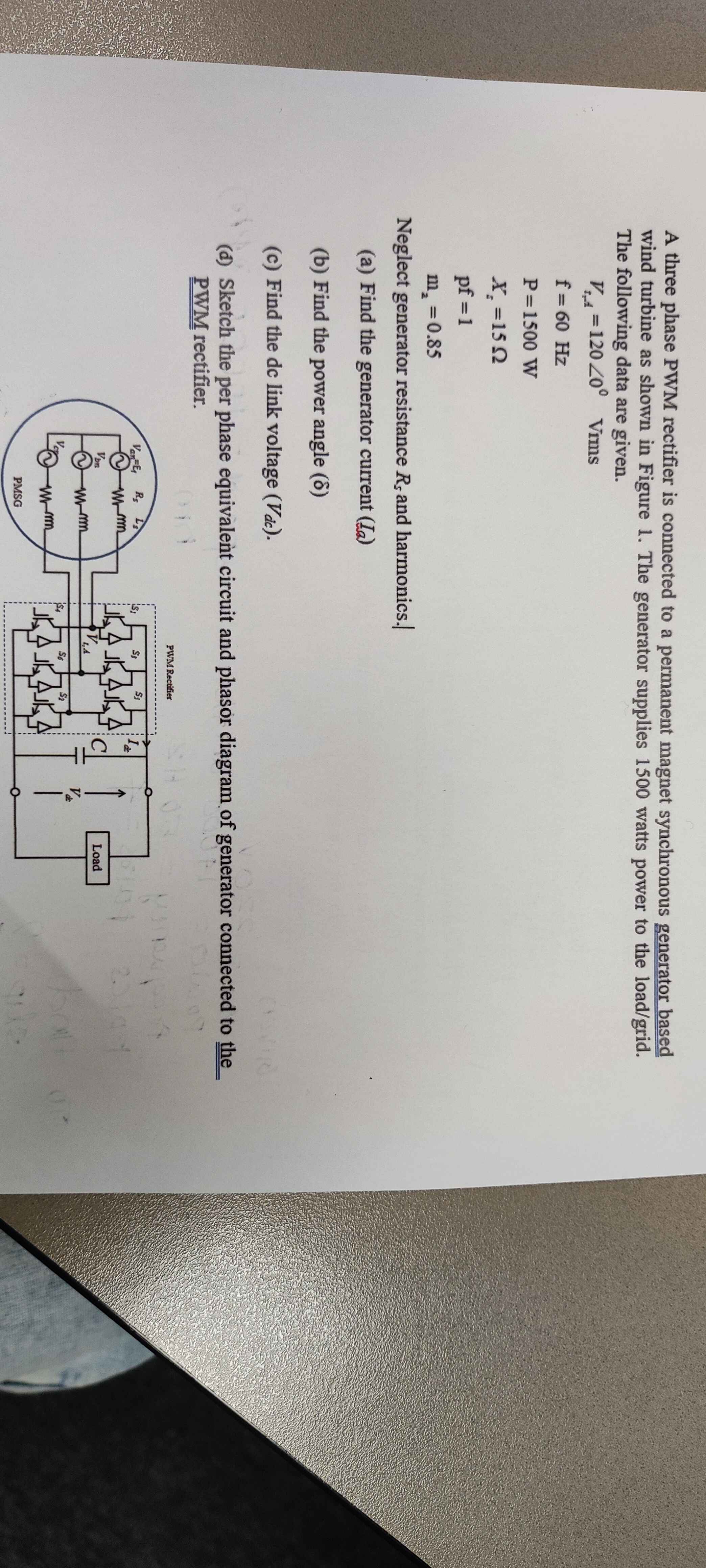 Solved A Three Phase Pwm Rectifier Is Connected To A