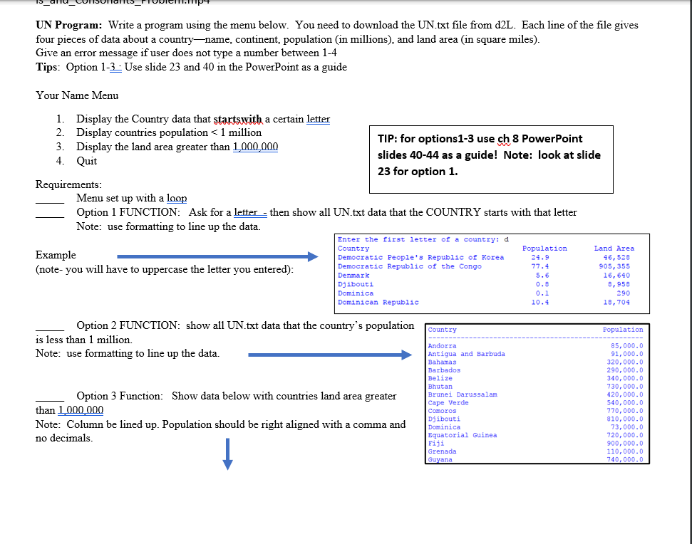 Solved UN Program: Write a program using the menu below. You | Chegg.com