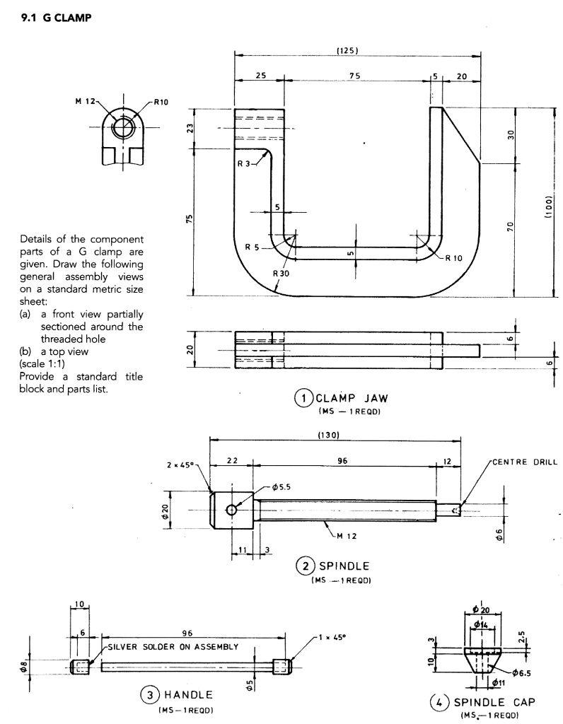 Solved 9.1 G CLAMP (125) 25 75 M 12 R10 |R3/ 100 70 R 5 R10 | Chegg.com