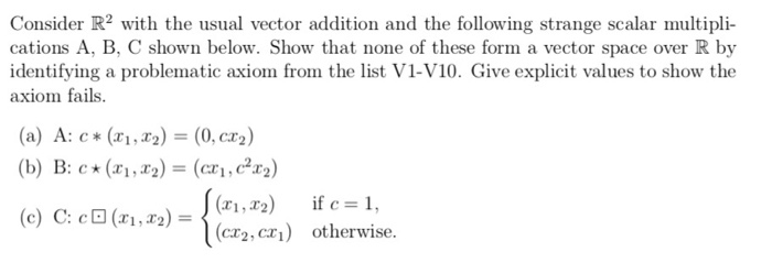 Solved Consider R2 with the usual vector addition and the | Chegg.com