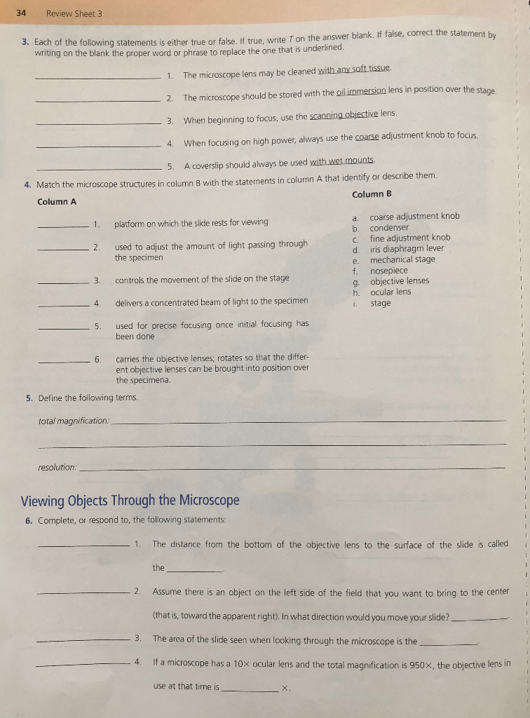 Instructors may assign a portion of the Review Sheet | Chegg.com