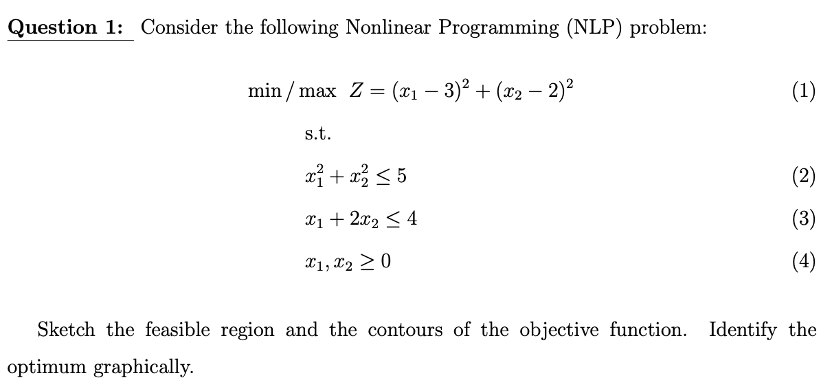 Solved Question 1 Consider The Following Nonlinear 