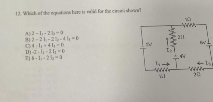 Solved 12. Which of the equations here is valid for the | Chegg.com