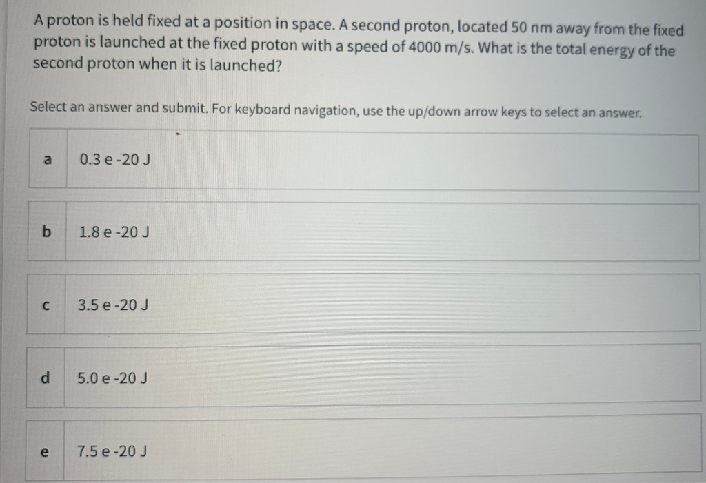 Solved A proton is held fixed at a position in space. A | Chegg.com