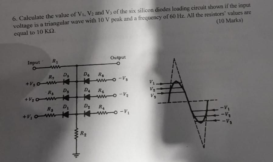 Solved 6. Calculate the value of V1,V2 and V3 of the six | Chegg.com