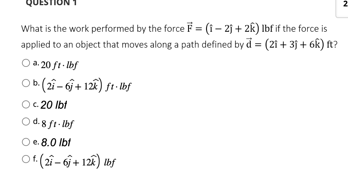Solved What is the work performed by the force | Chegg.com