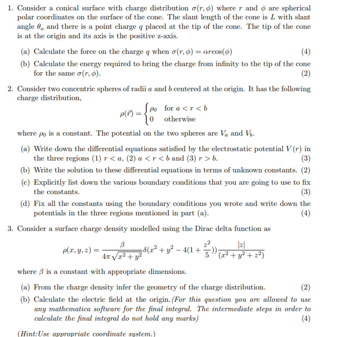 Solved Consider a conical surface with charge distribution | Chegg.com