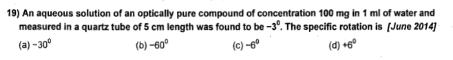 Solved 19) An aqueous solution of an optically pure compound | Chegg.com