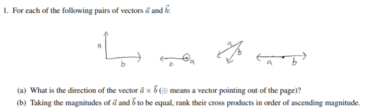 Solved 1. For each of the following pairs of vectors ã and | Chegg.com