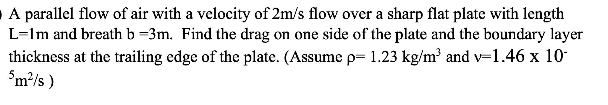 Solved A parallel flow of air with a velocity of 2m/s flow | Chegg.com