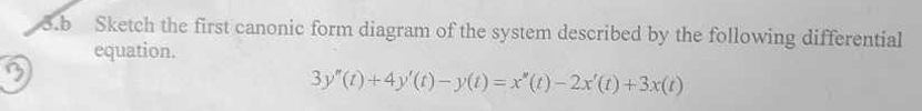 Solved 5.b Sketch the first canonic form diagram of the | Chegg.com