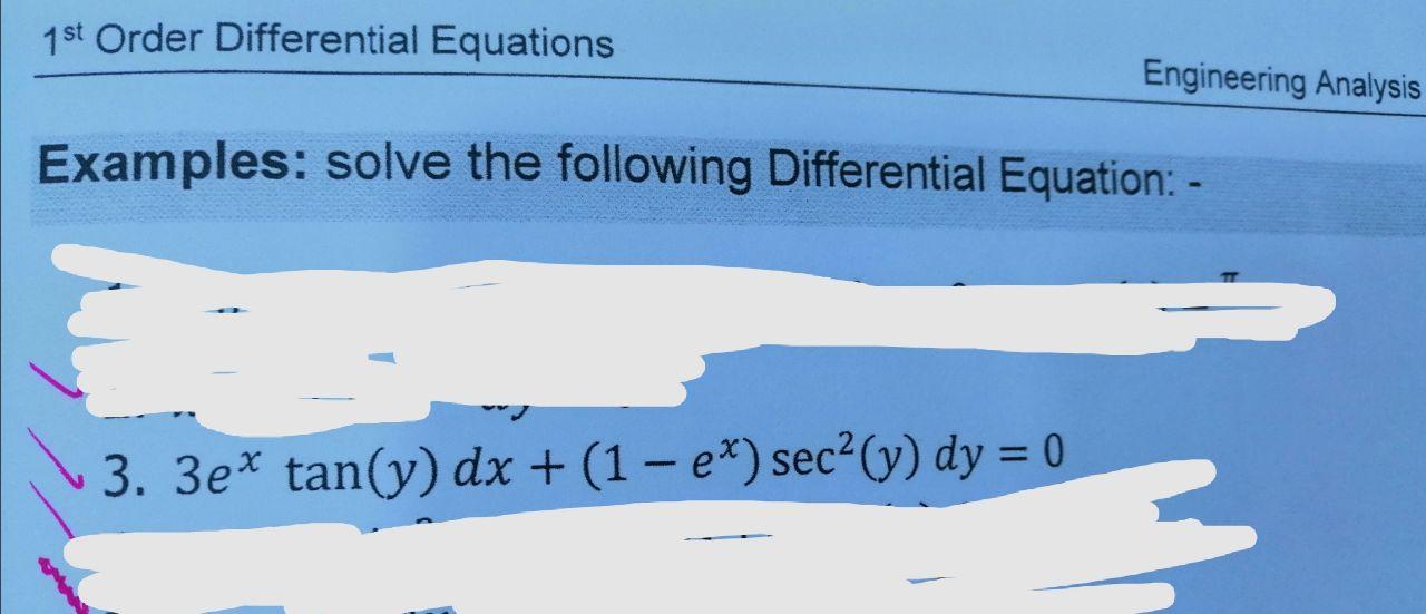Solved 1st Order Differential Equations Engineering Analysis | Chegg.com