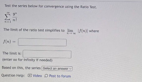 Solved Test the series below for convergence using the Ratio | Chegg.com