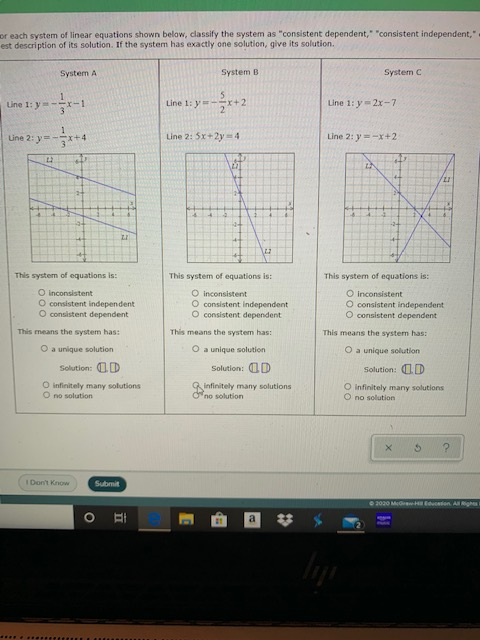 consistent independent." or each system of linear | Chegg.com