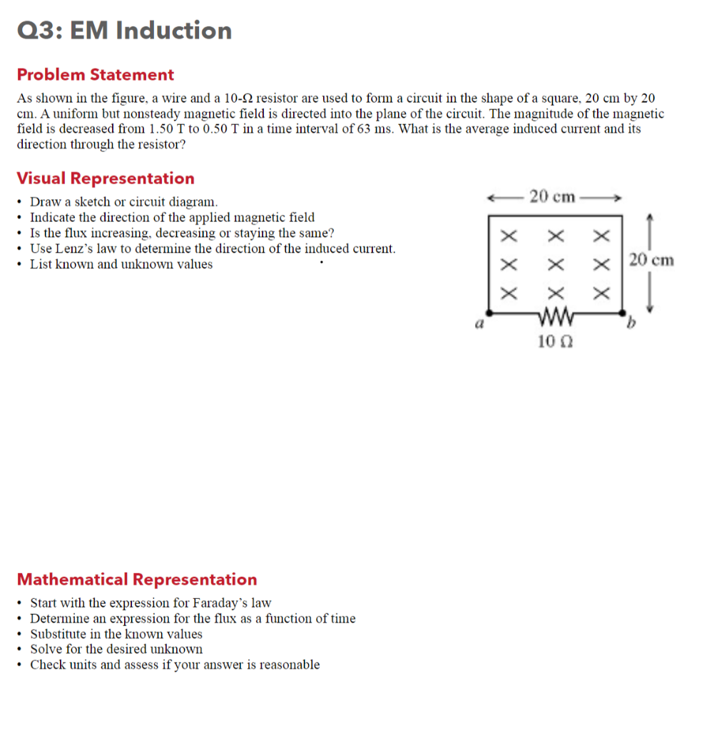 Solved Q3: EM Induction Problem Statement As shown in the | Chegg.com
