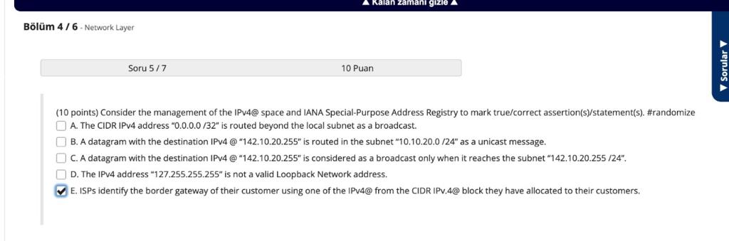 Solved (10 points) Consider the management of the IPv4@ | Chegg.com