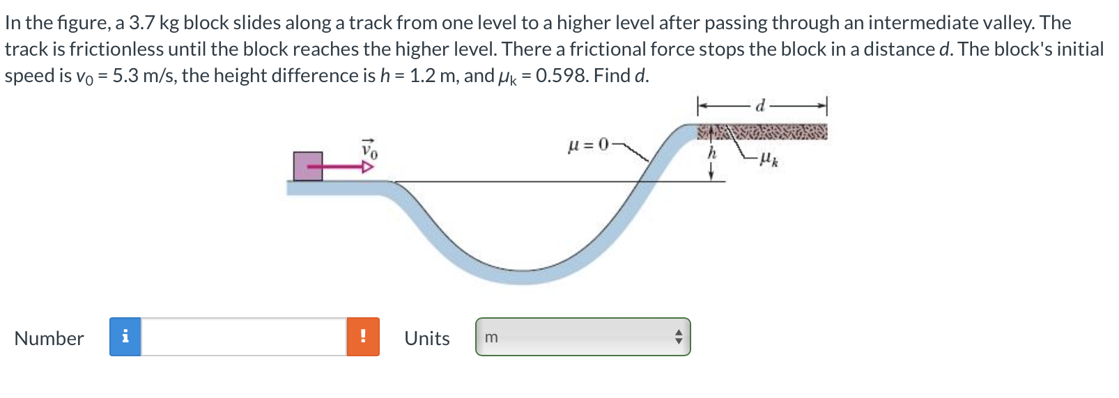 Solved In ﻿the figure, a 3.7 kg ﻿block slides along a track | Chegg.com