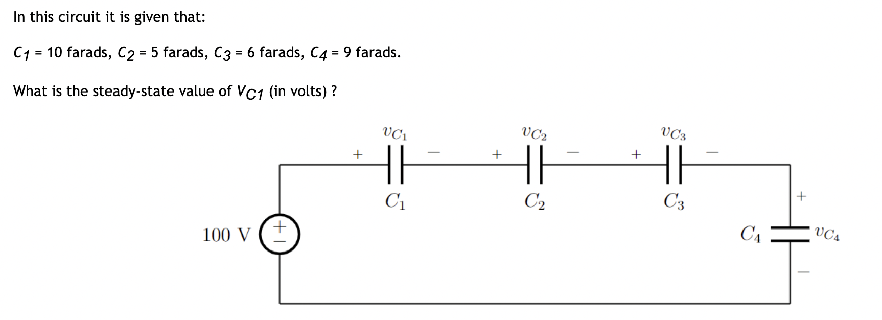 Solved In this circuit it is given that: C1=10 farads, C2=5 | Chegg.com