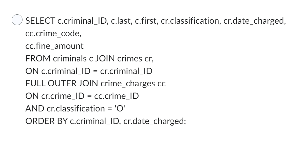 Solved Please Help With This Sql Question City Jail 