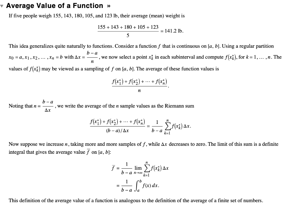 Solved - Read the discussion about the "average value of a | Chegg.com