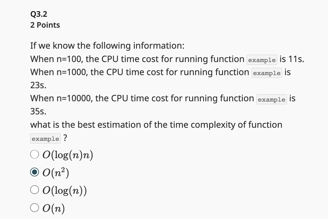 Solved If we know the following information: When n=100, the | Chegg.com