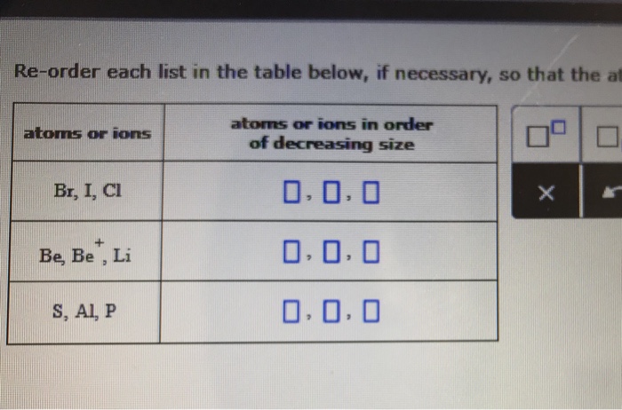 Solved Reorder each list in the table below if necessary so | Chegg.com