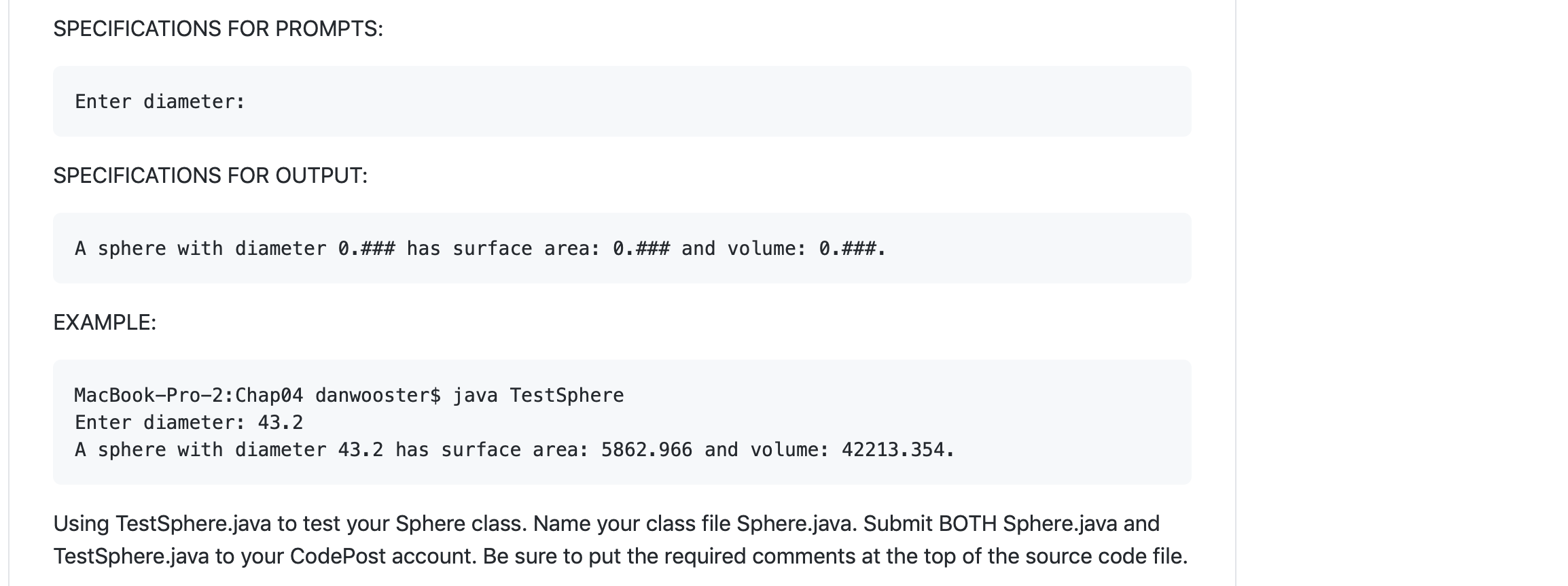 Solved Publish your first package Using the file Sphere.java | Chegg.com