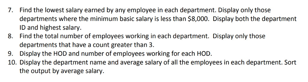 Solved How to write the following 4 queries in an ORACLE SQL | Chegg.com
